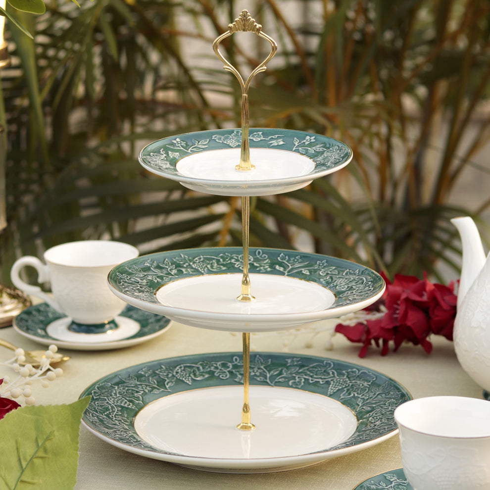 Emerald Green Three Tier Dessert Stand – Vigneto