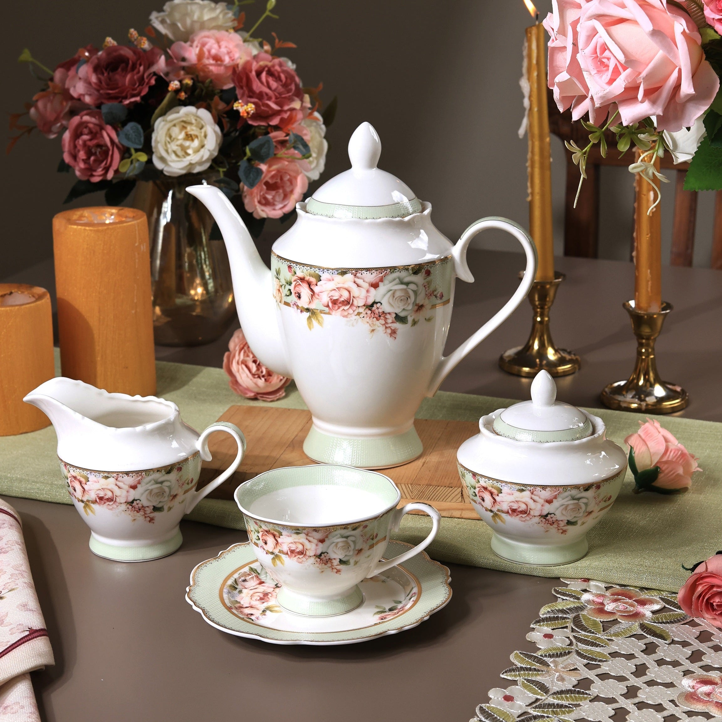 Pistachio Green 15 Pcs Tea Set (Vintage Collection) – Vigneto