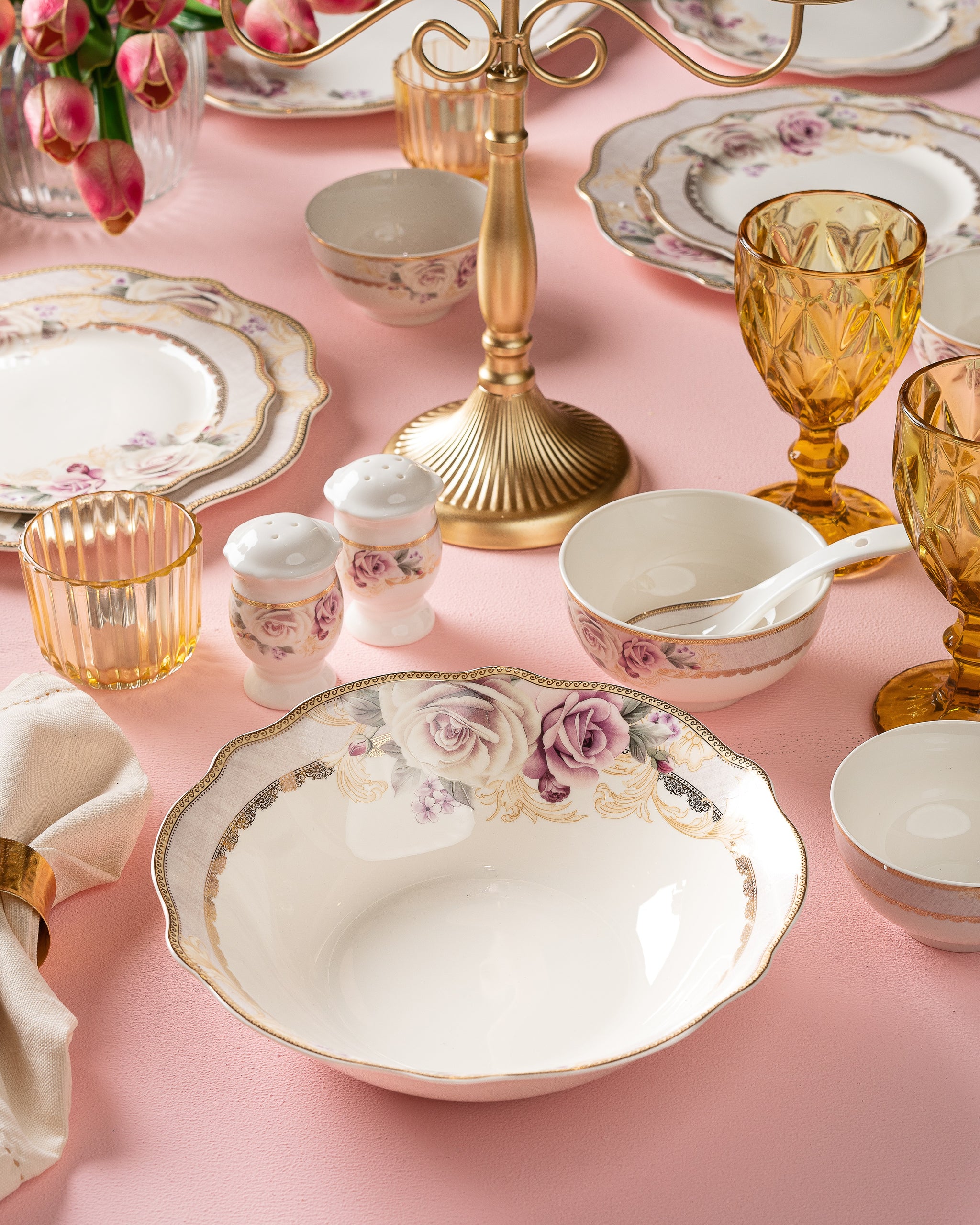 Gold Roses 36 Pcs Dinner Set – Vigneto